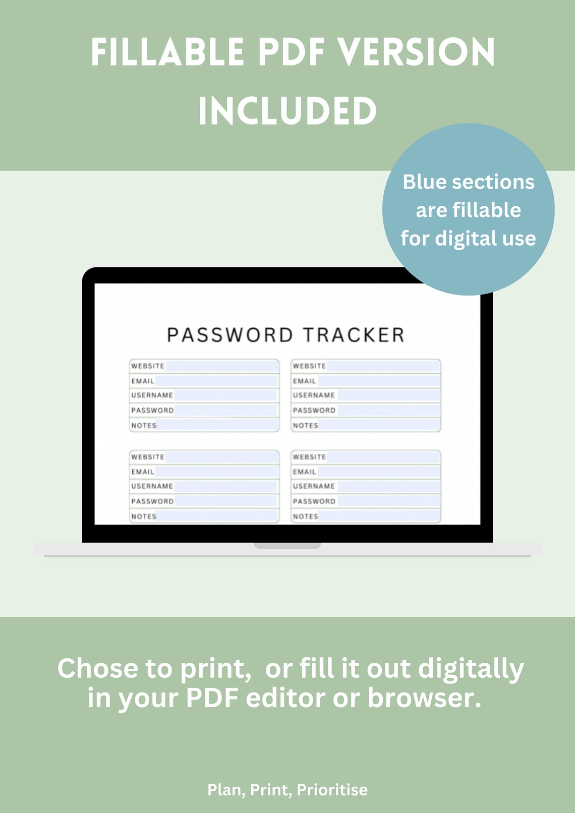Password Tracker Printable Download, Fillable Pdf, 2 Versions, Wtf is ...