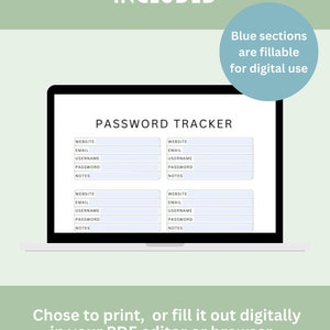 Password Tracker Printable Download, Fillable Pdf, 2 Versions, Wtf is ...