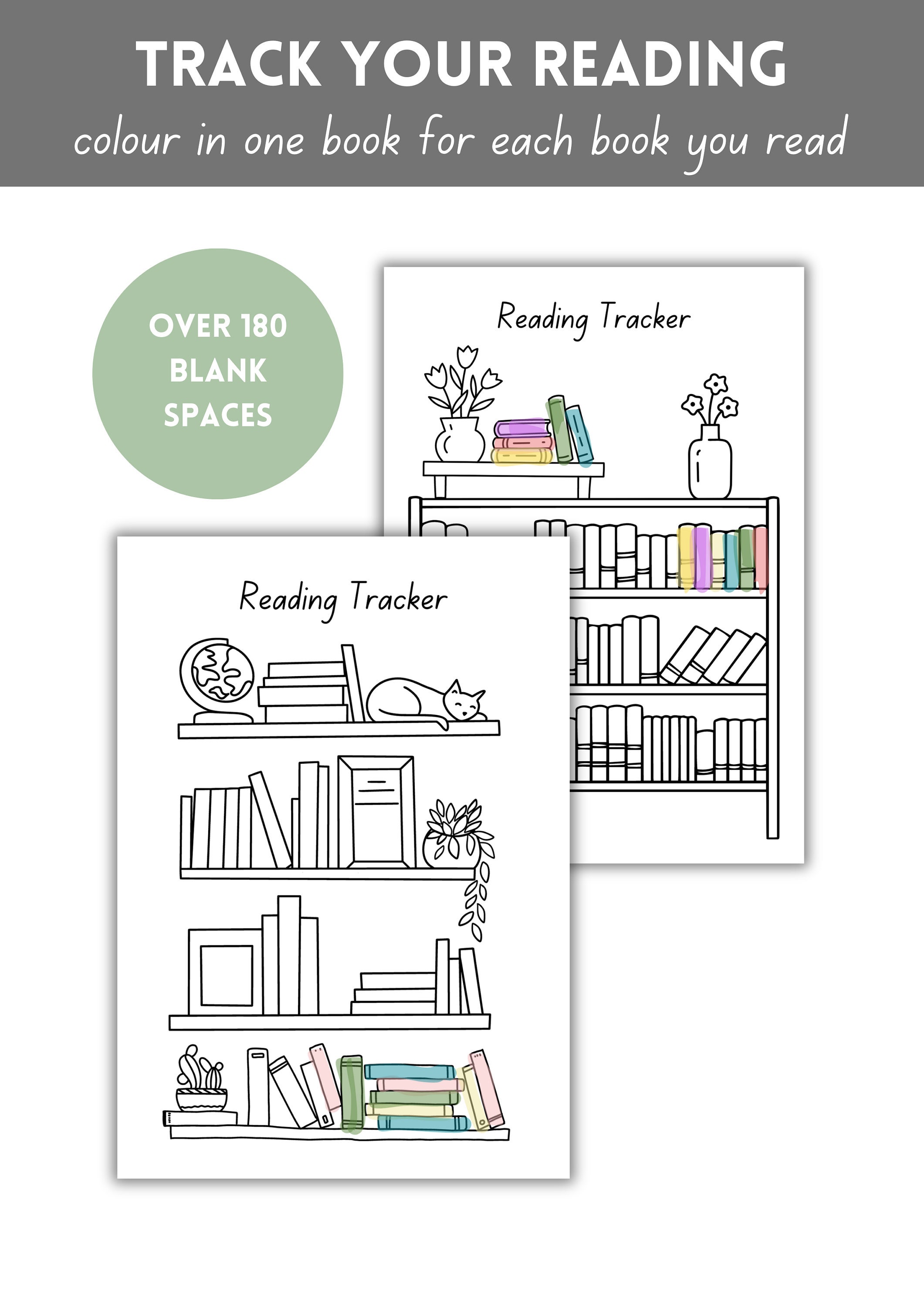 Reading Tracker Bundle Printable, Bookshelf Reading Log, Reading ...