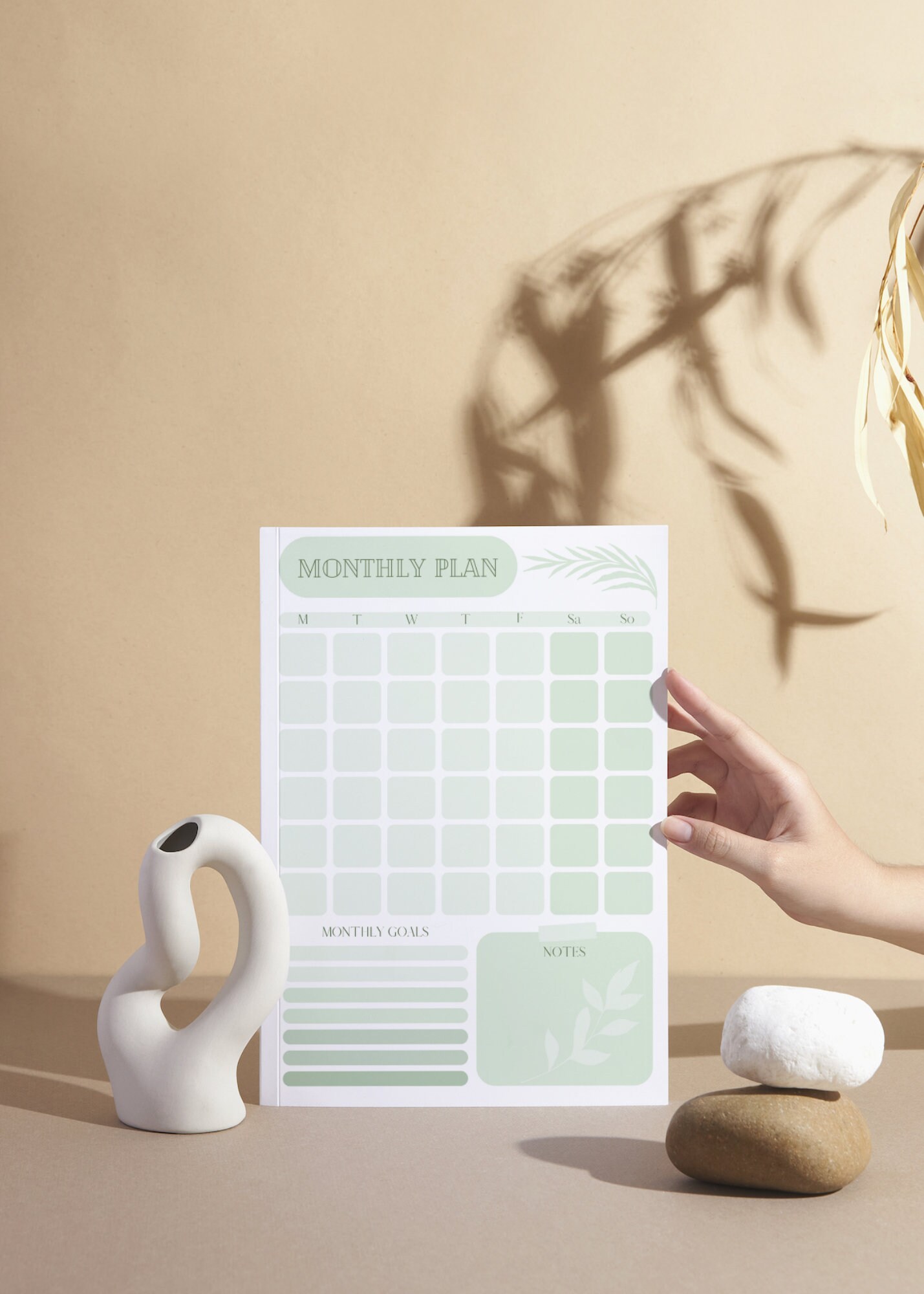 Monthly Plan Printable and Fillable PDF, Green Planner, Personal ...