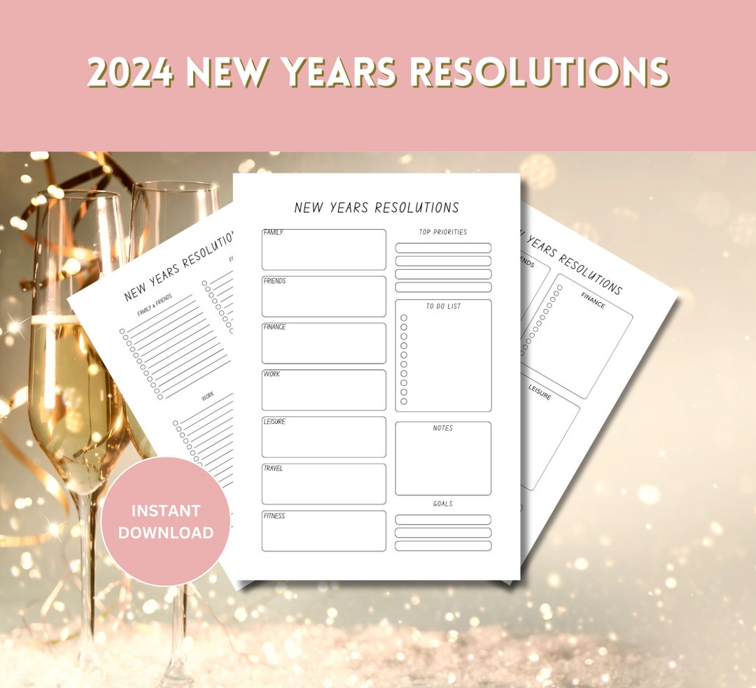 2025 New Years Resolutions, Instant Printable Download, New Year Goals ...