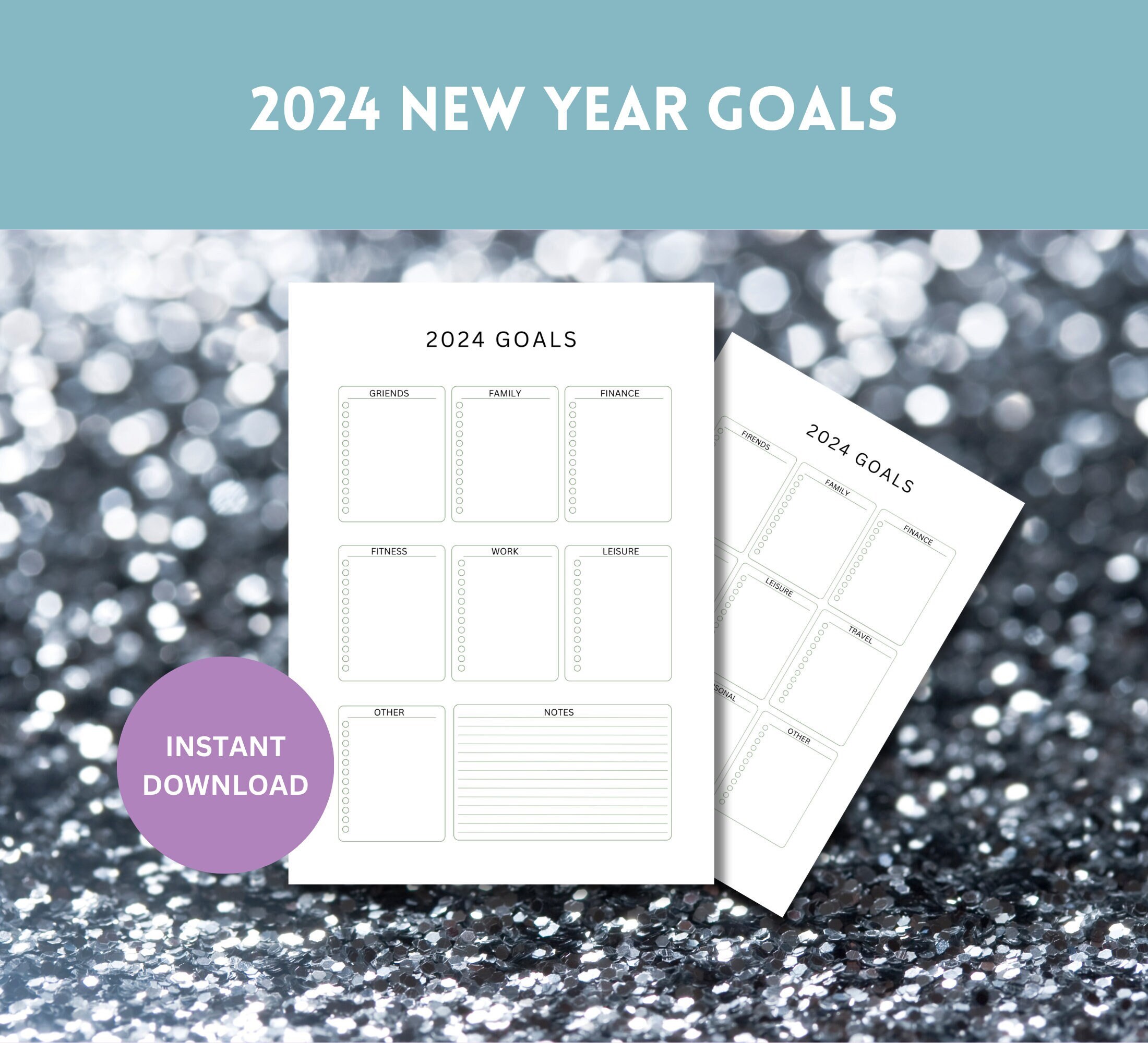 2024 New Years Resolutions, Instant Printable Download, New Year Goals ...