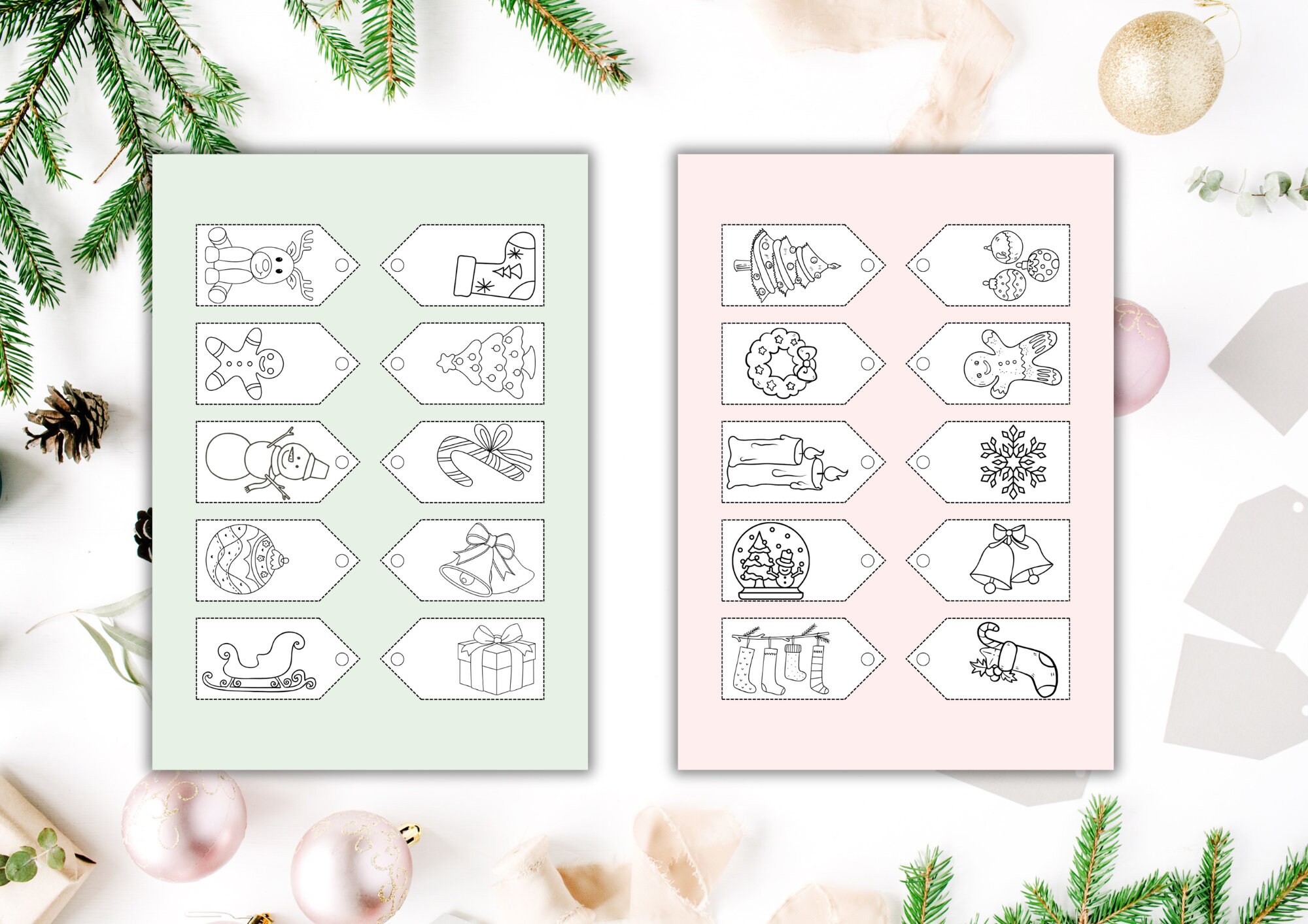 Printable Christmas Gift Tags for Colouring In, Kids Color at Home Gift ...