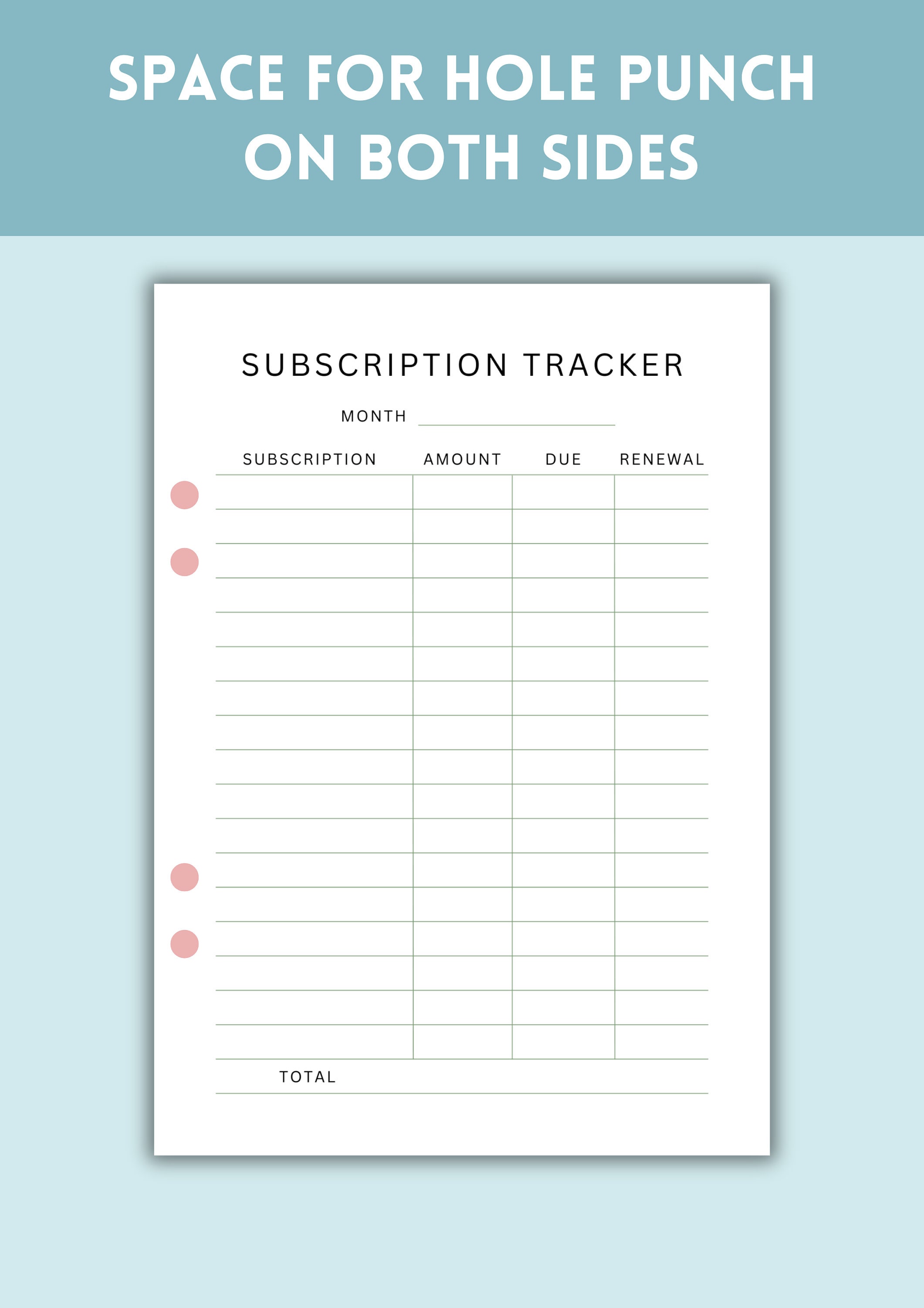 Subscription Tracker Printable Pdf Download, Monthly Subscriptions List ...