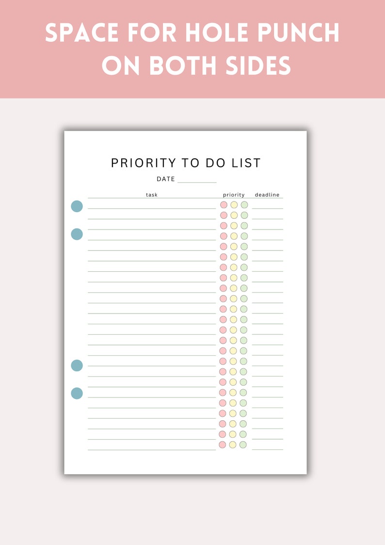 Priority to Do List Printable: Simple Task Planner (digital Download ...