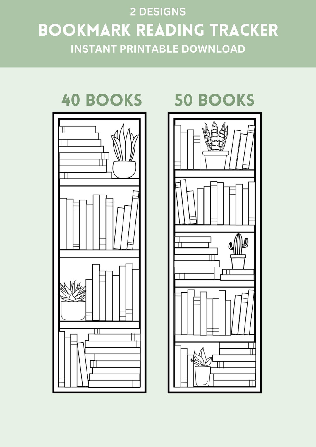 Bookshelf Reading Tracker Printable Bookmark, Instant Download PDF ...