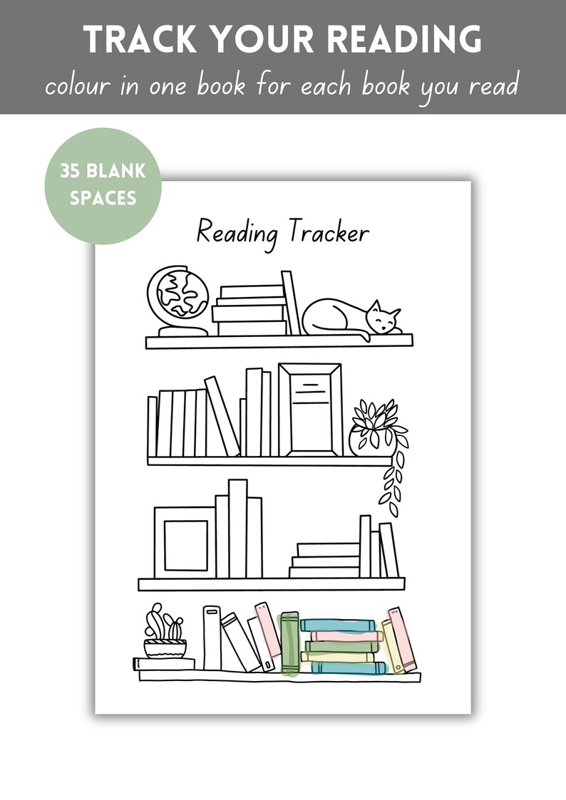 Bookshelf Reading Tracker Printable, Cute Reading Log, Reading ...