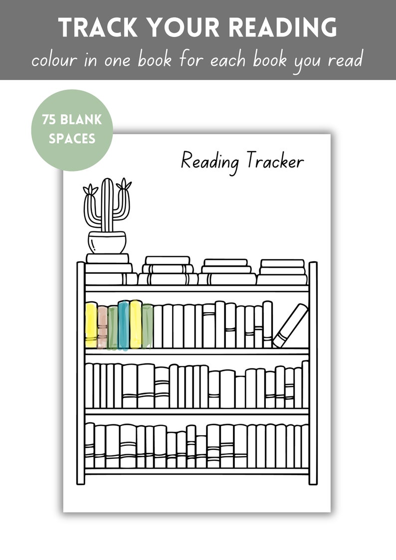 Bookshelf Reading Tracker Printable, Cute Reading Log, Reading ...