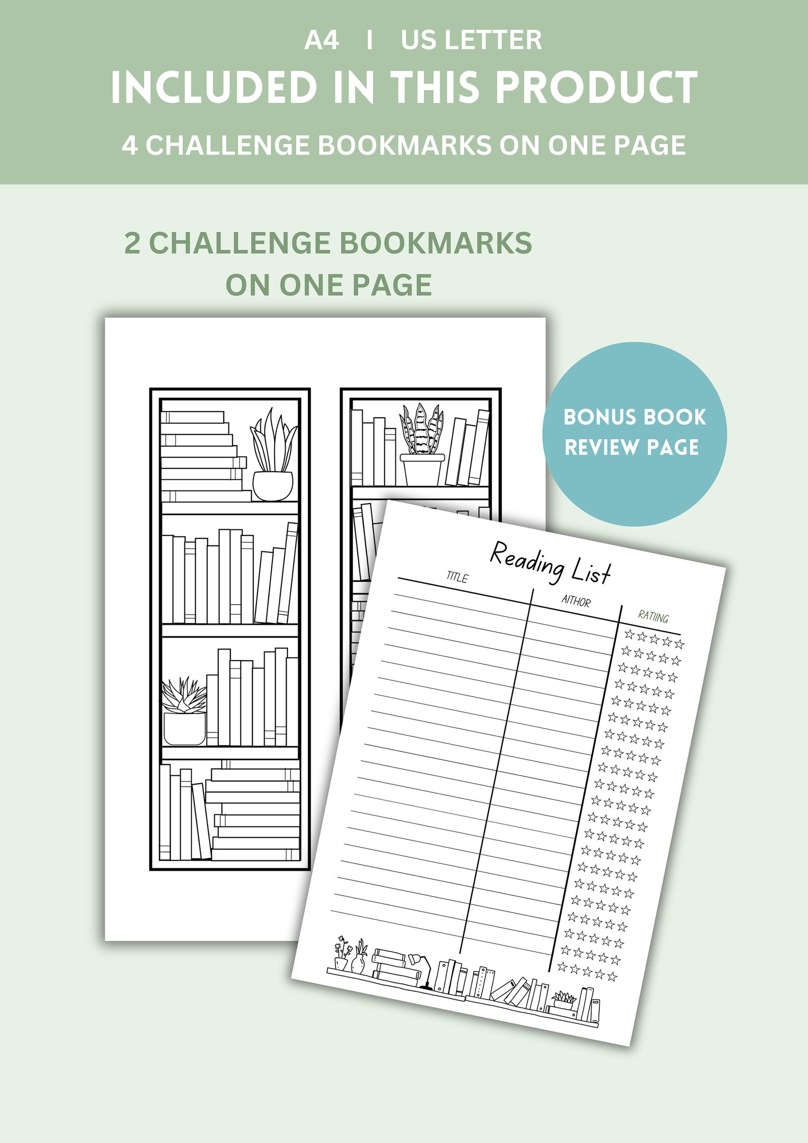 Bookshelf Reading Tracker Printable Bookmark, Instant Download PDF ...