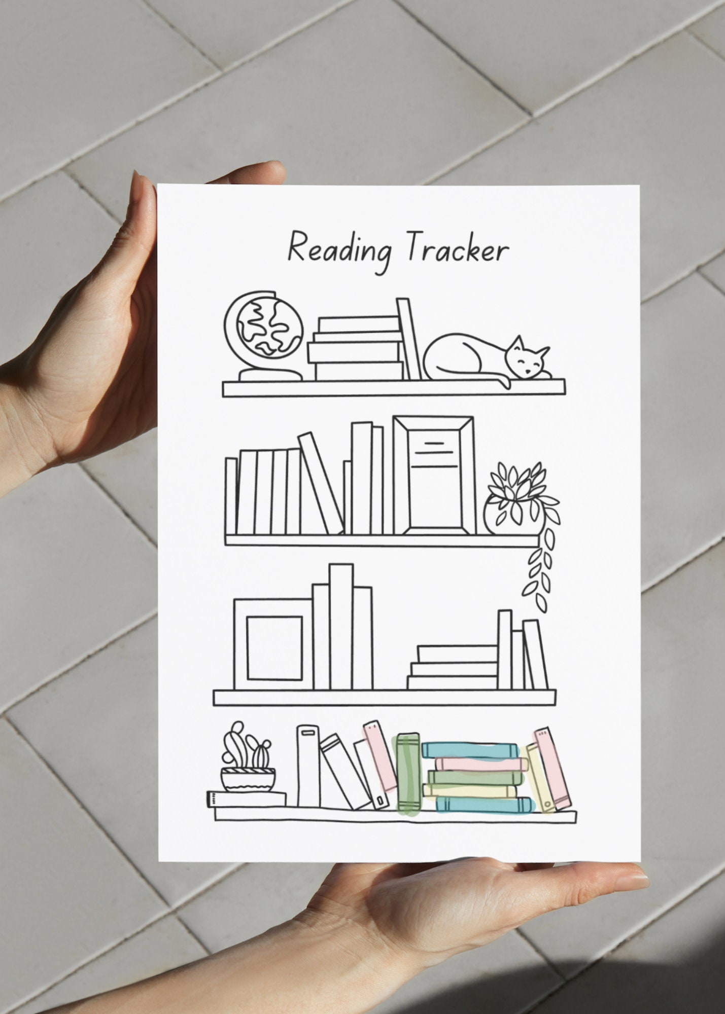 Bookshelf Reading Tracker Printable, Cute Reading Log, Reading ...