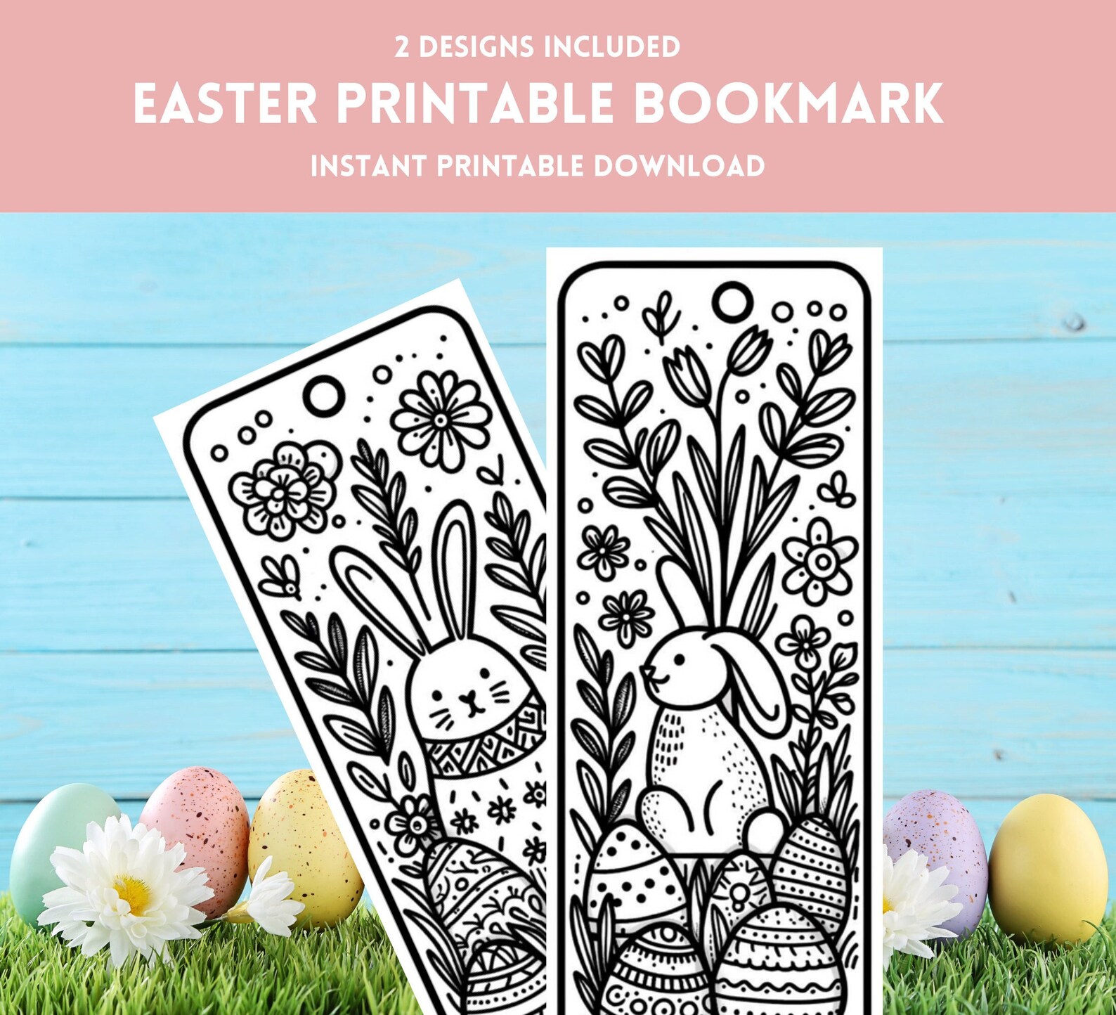 Easter Colouring Printable Bookmark, Instant Download PDF, Color in ...