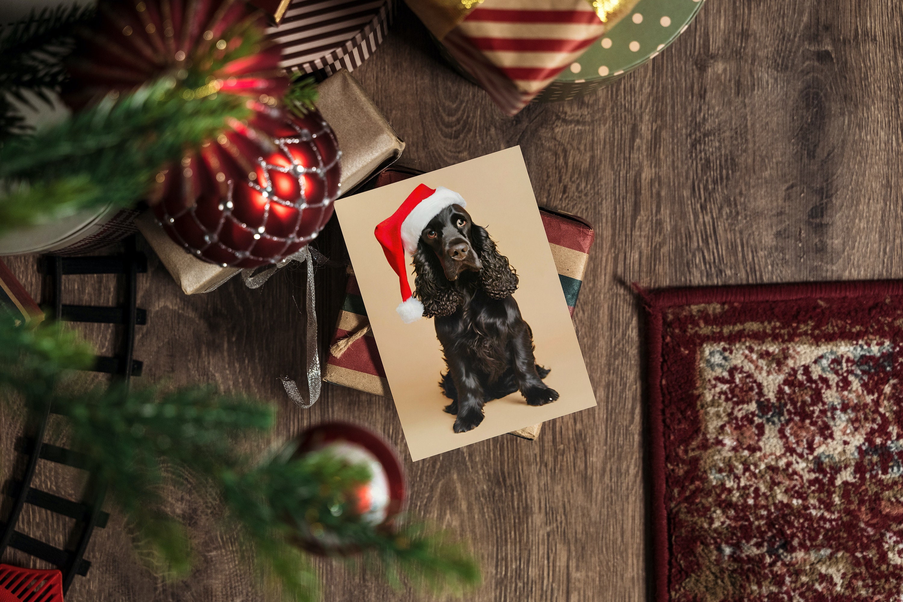 Printable Christmas Card Black Cocker Spaniel Instant Digital - Etsy