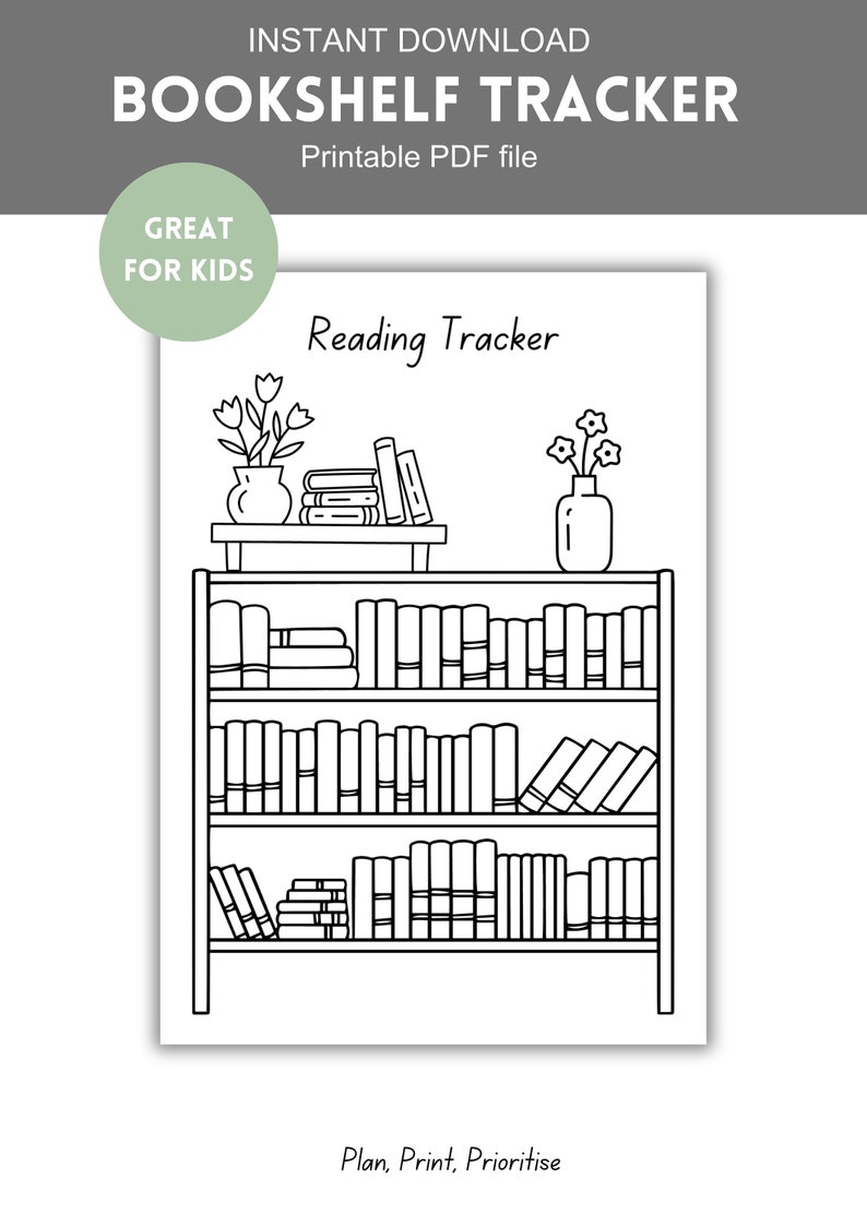 Bookshelf Reading Tracker Printable Cute Reading Log Reading - Etsy