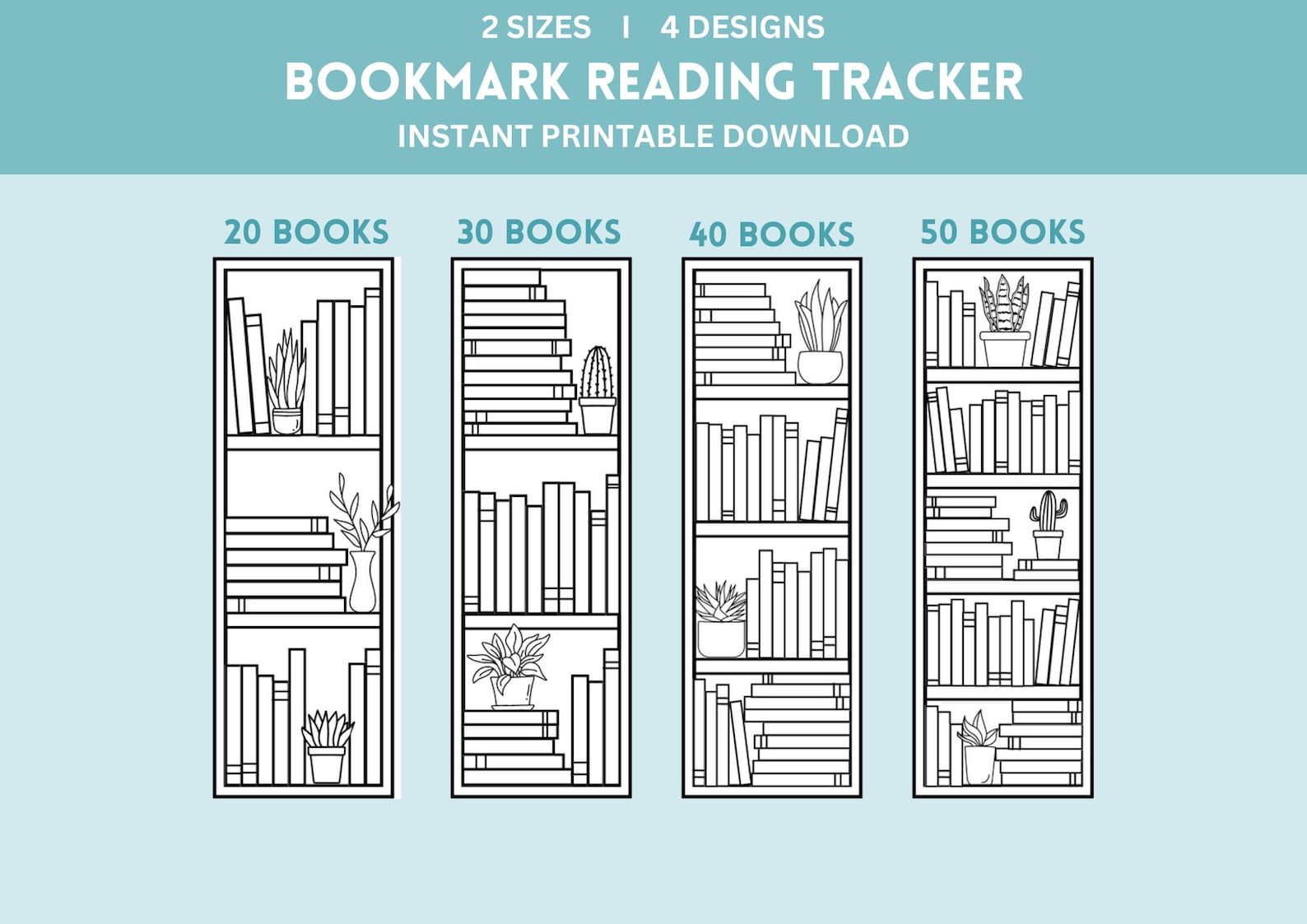 Bookshelf Reading Tracker Printable: Kids Reading Log & Bookmarks (PDF ...