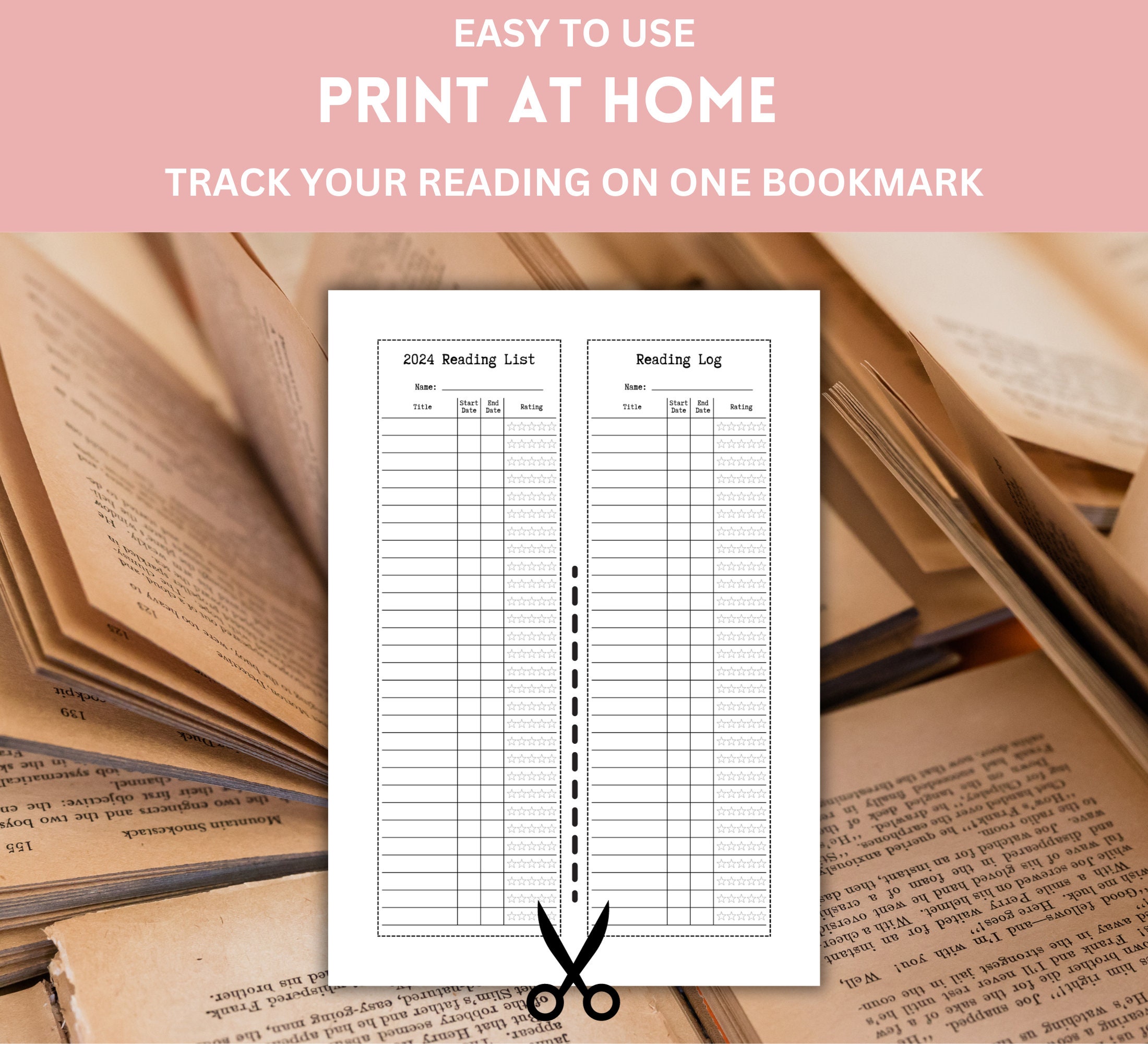 Reading Log Bookmark Printable 2024, Instant Download PDF, Reading List ...