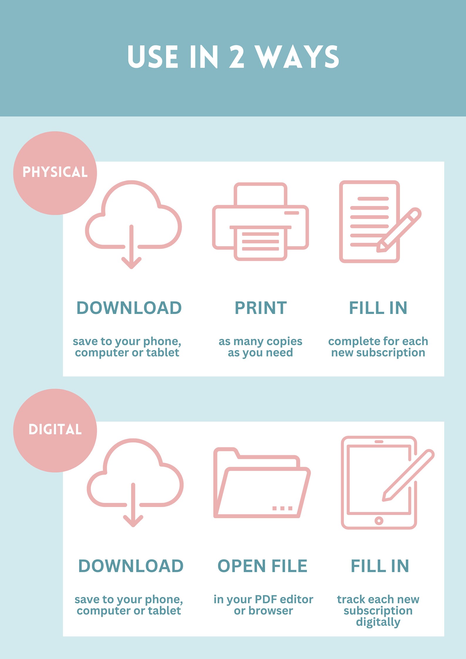 Subscription Tracker Printable Pdf Download, Monthly Subscriptions List ...