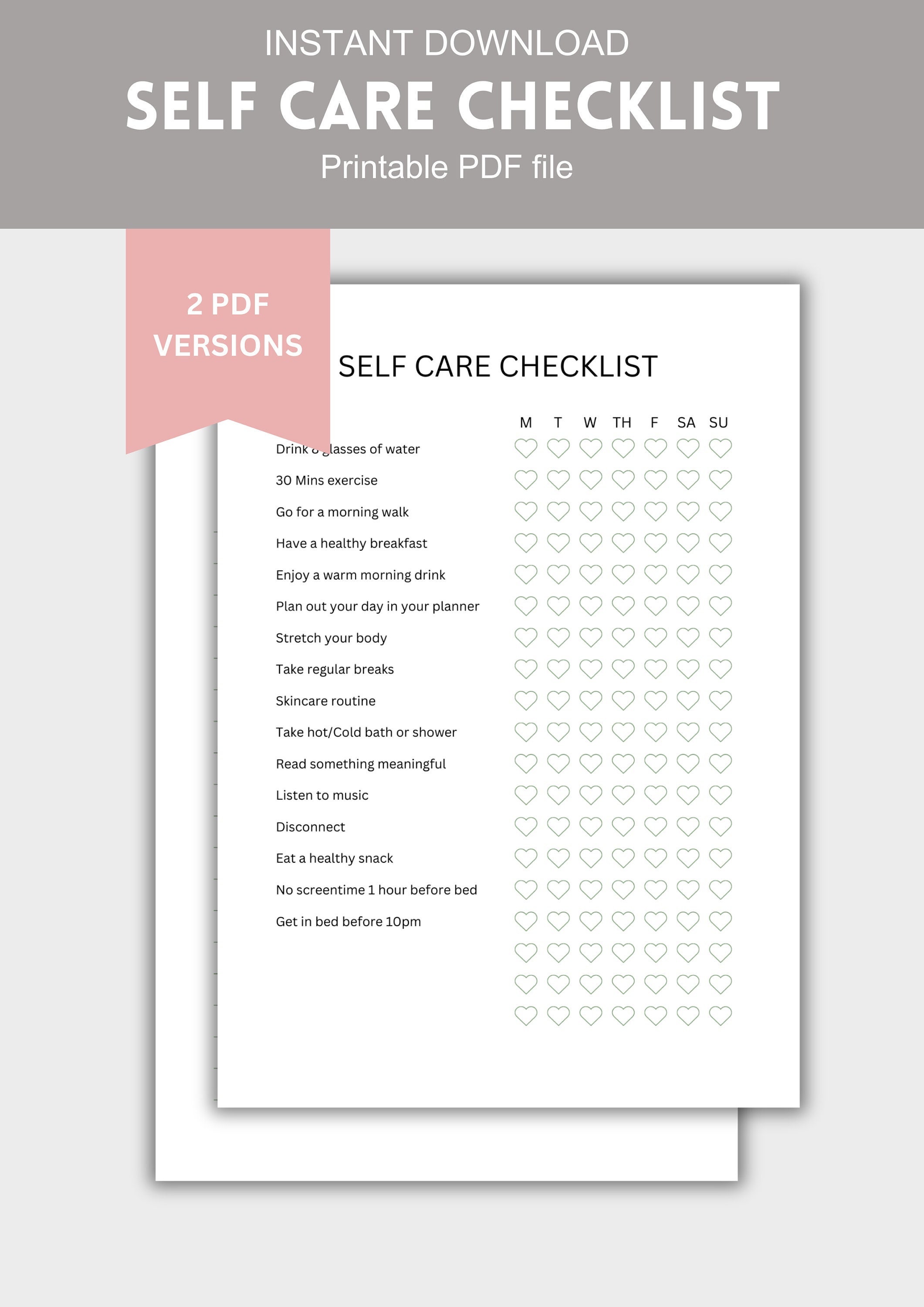 Weekly Self Care Tracker Printable, Wellness Routine Checklist, Daily ...