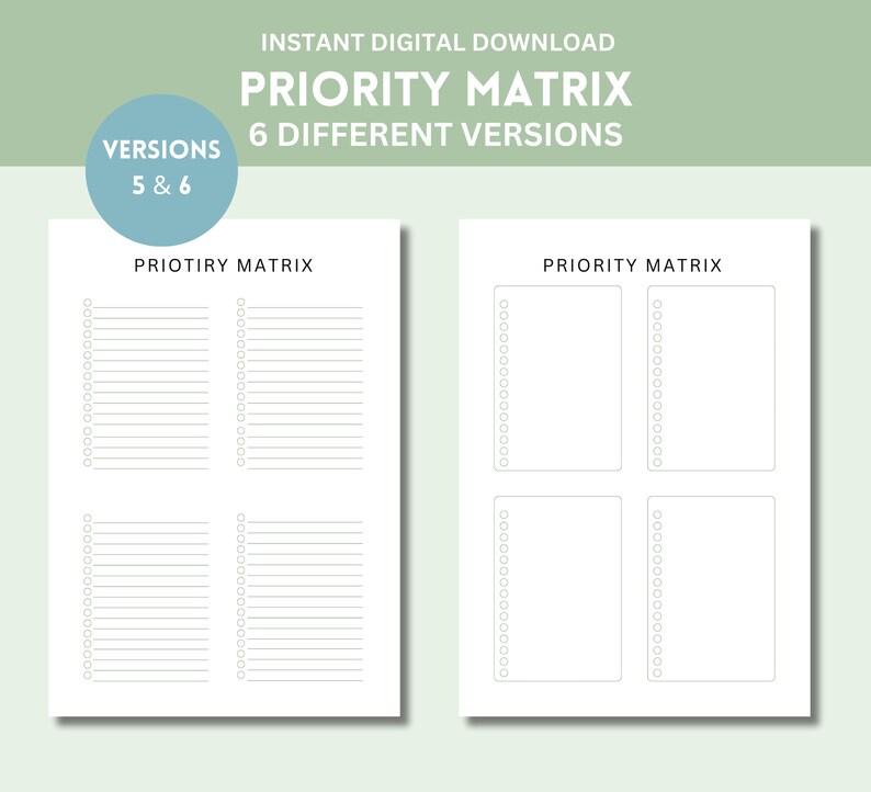 Priority Matrix Printable PDF Tasks List Template - Etsy