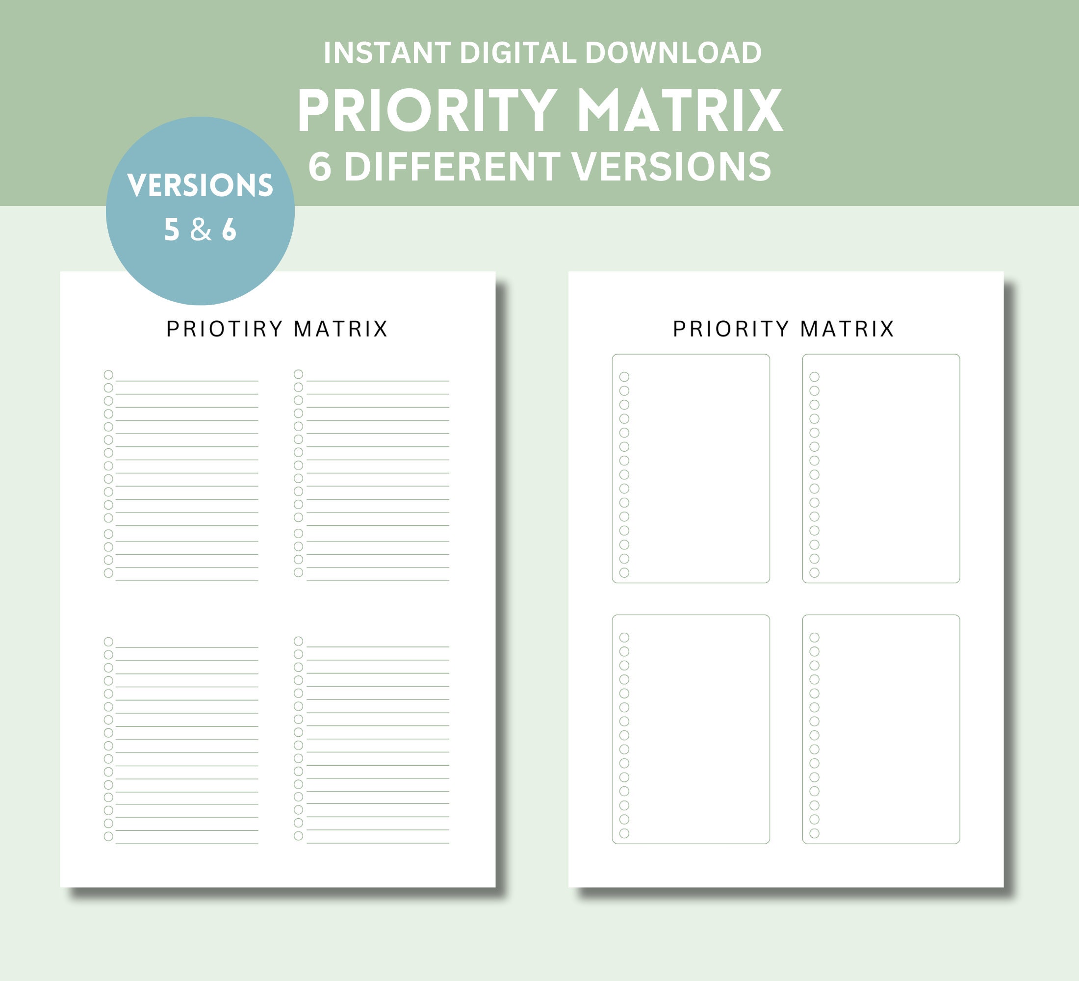 Priority Matrix Printable PDF Tasks List Template - Etsy