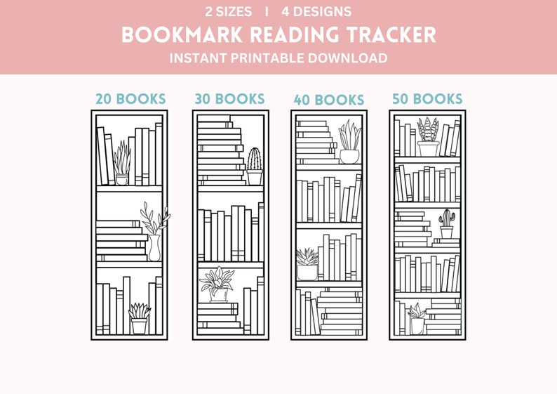 Bookshelf Reading Tracker Printable Bookmark, Instant Download PDF ...