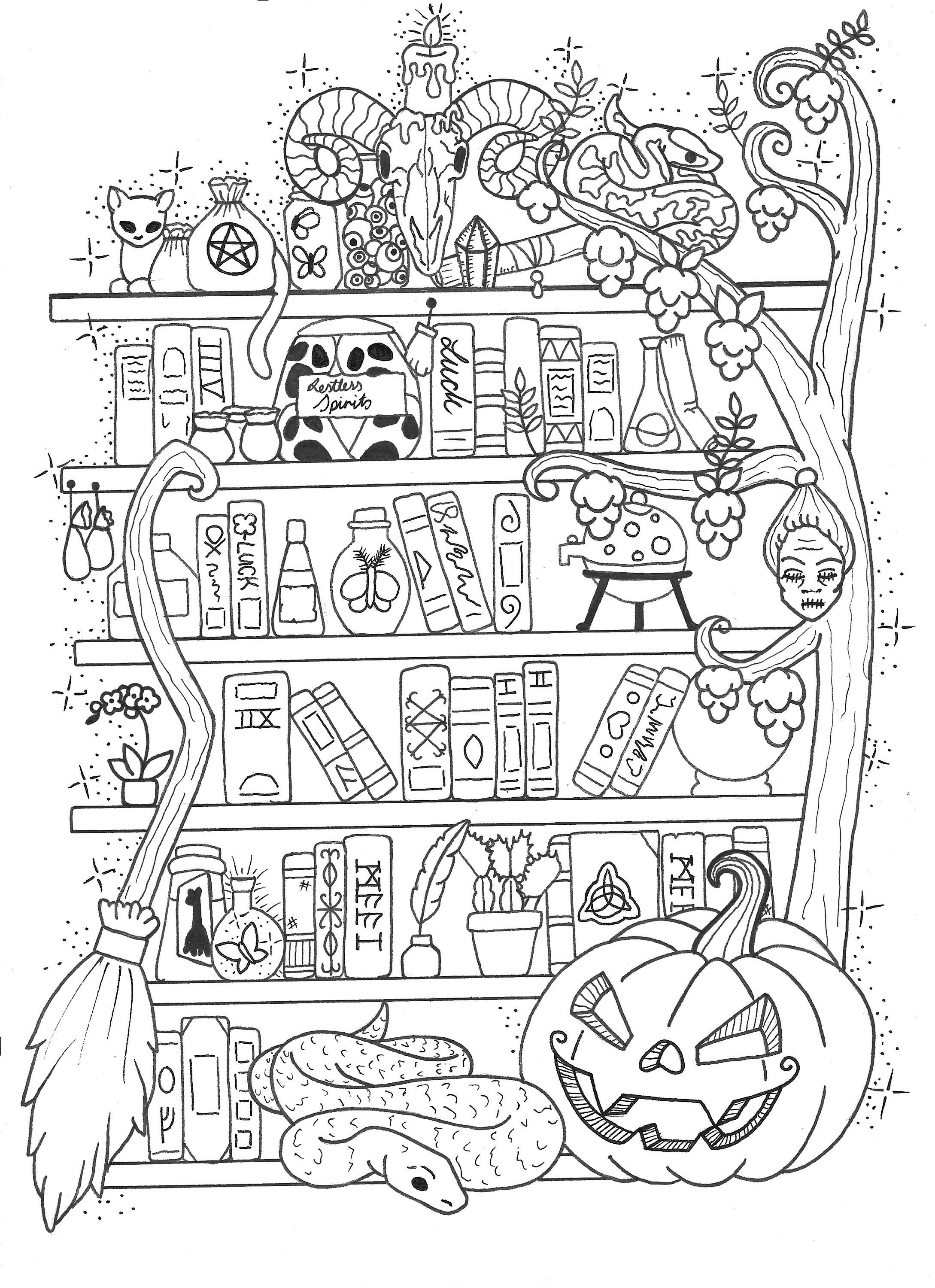 Witch's Cupboard Colouring Sheets - Etsy