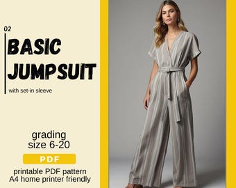 Basic Jumpsuit Sewing Pattern With Set-in Sleeve: Minimalist Design ...