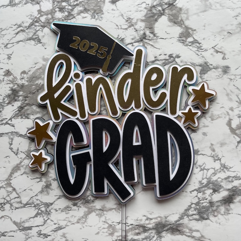 Kinder Graduation Cake Topper, 2025 Kinder Grad, Kindergarten ...