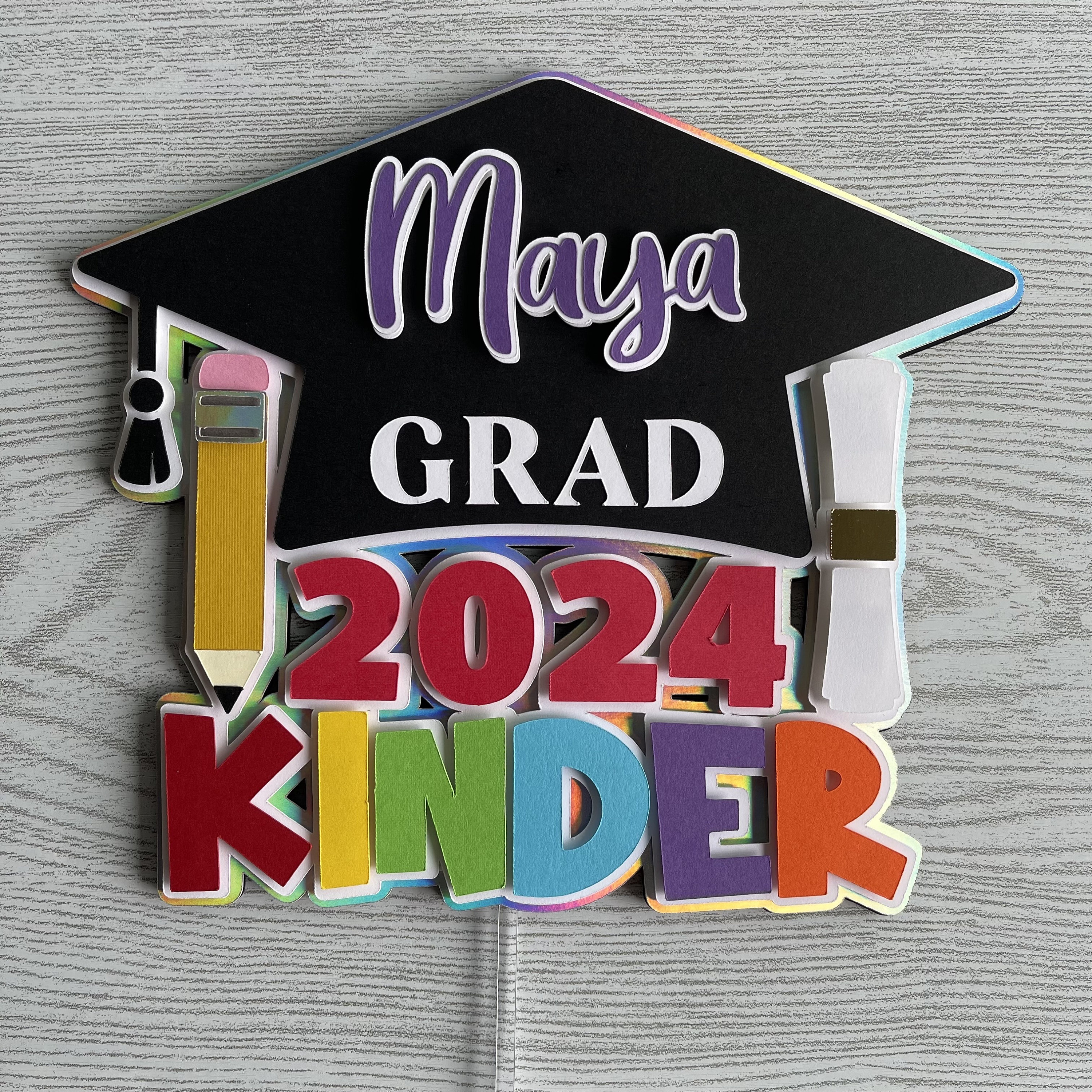 Personalized Kinder Graduation Cake Topper: Colorful Grad Party Decor ...