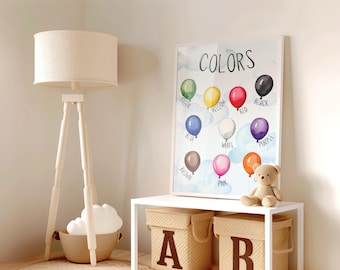 Preschool Learning Colors Digital Download, Educational Wall Decor for ...