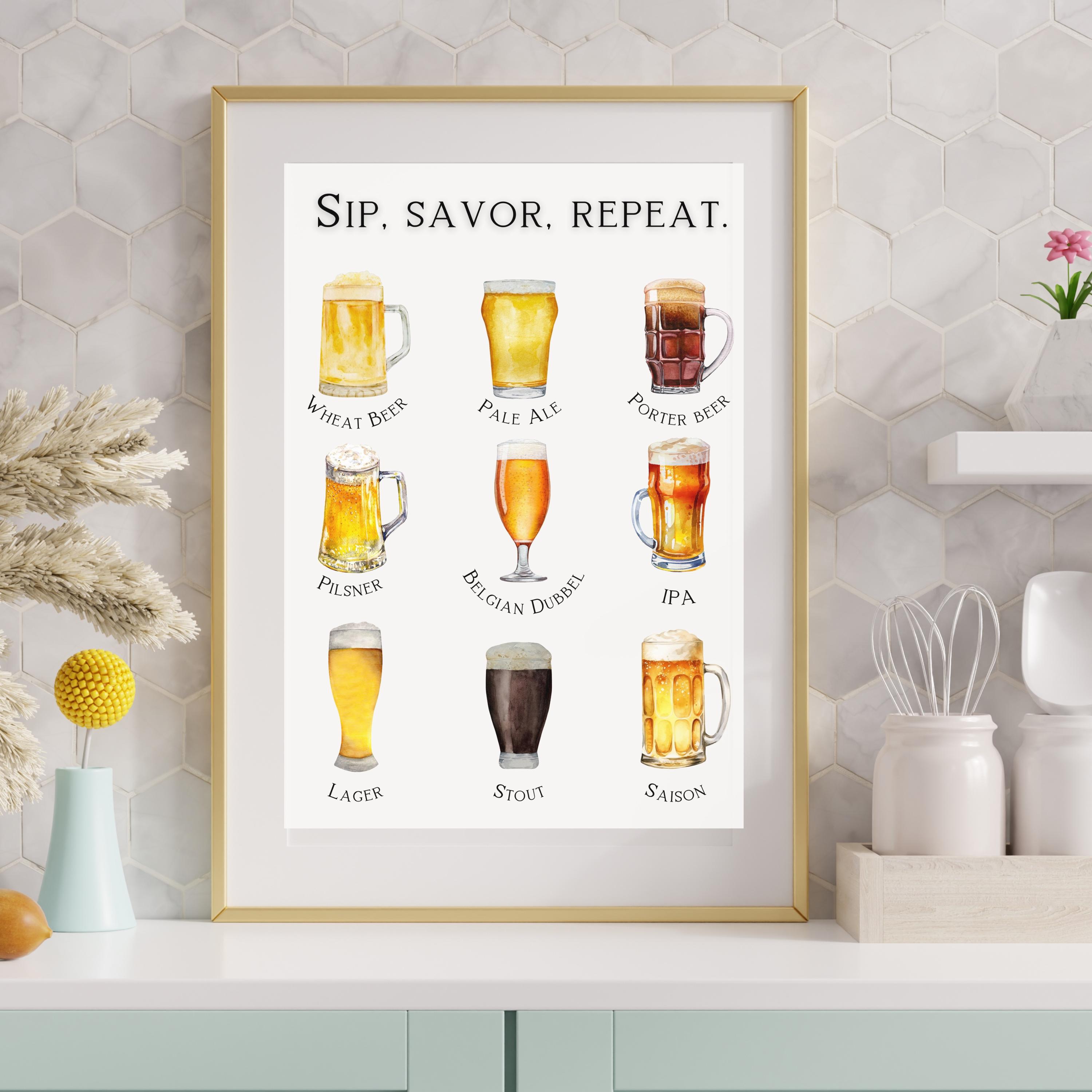 Types of Beer Printable Poster - Craft Beer Guide - Fun Home Bar Decor ...
