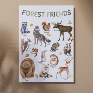 Forest Animals Printable Poster Kids Wall Art Digital Download Woodland ...