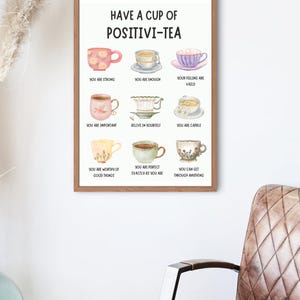 Positivi-tea Poster | Cute Tea Cups, Inspirational Quotes (digital ...