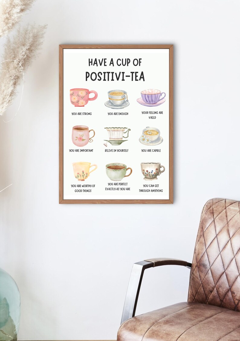 Positivi-tea Printable Poster | Cute Tea Cups With Inspirational Quotes ...