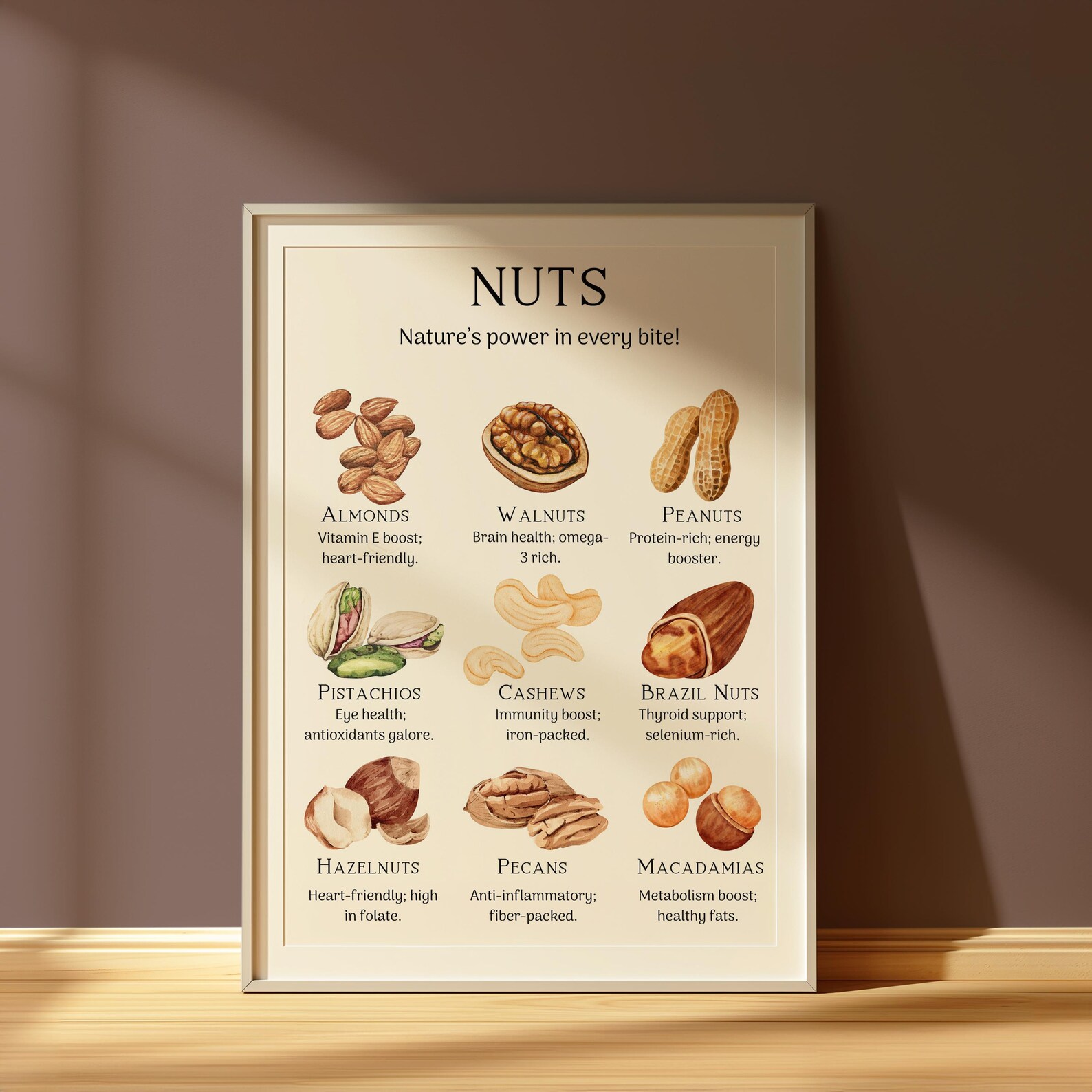 Watercolor Nuts Print: Kitchen Wall Art Decor (digital Download) - Etsy
