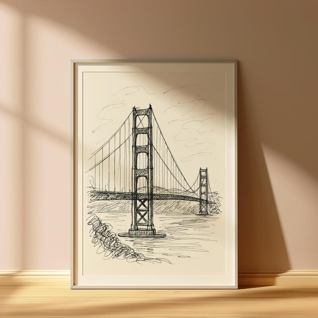 San Francisco Line Art Print | Golden Gate Bridge Travel Poster ...