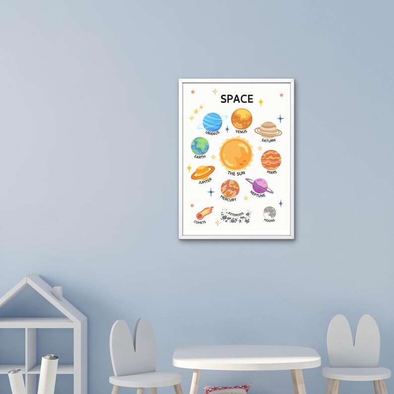 Printable Space Poster for Kids Explore Planets, Stars, and Rockets Fun ...