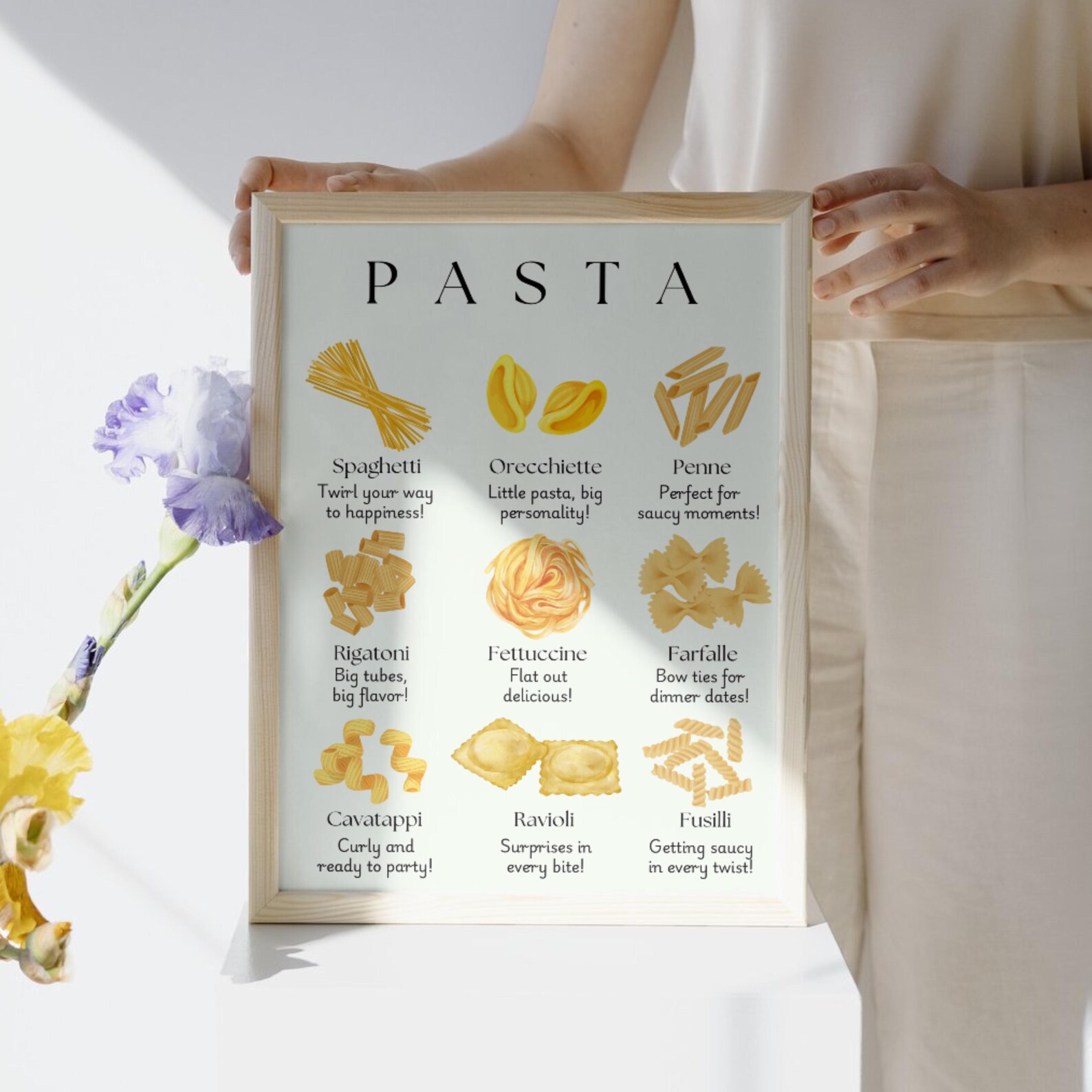 Printable Pasta Guide Wall Art, Essential Kitchen Guide for Pasta Lover ...