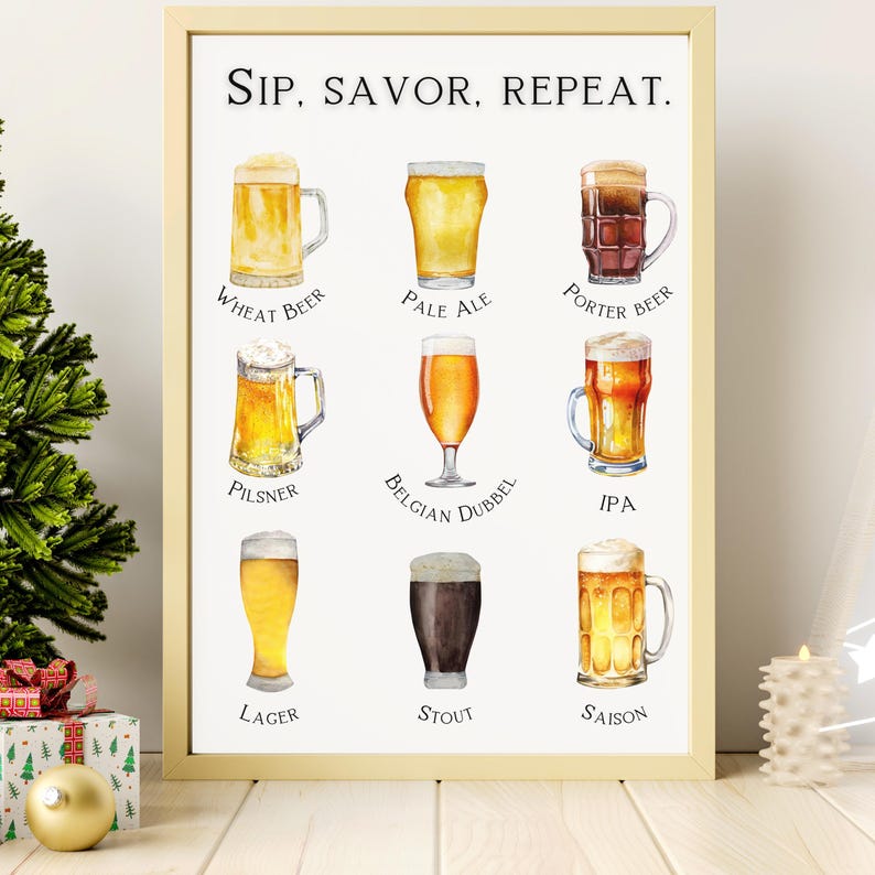 Types of Beer Printable Poster - Craft Beer Guide - Fun Home Bar Decor ...