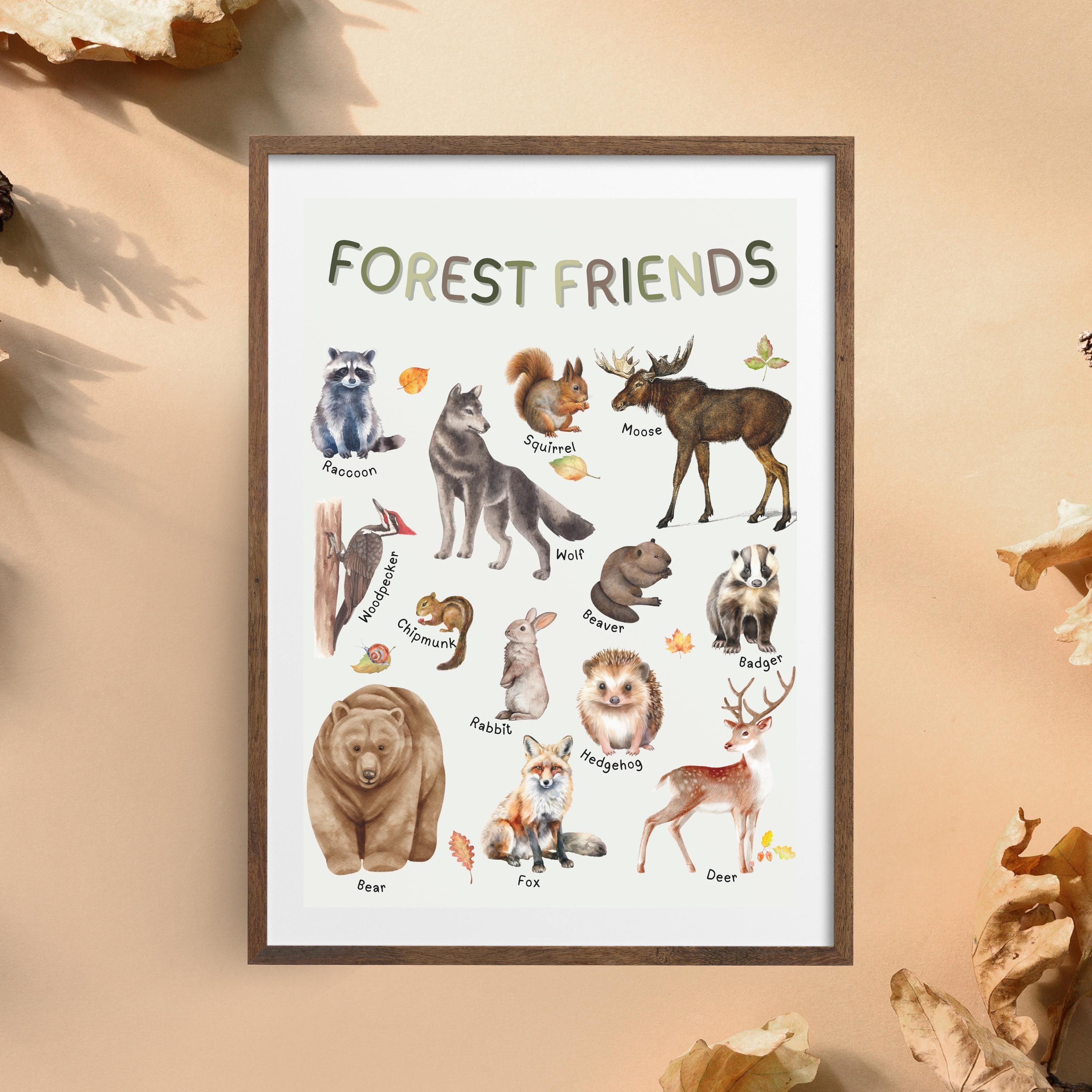 Forest Animals Printable Poster Kids Wall Art Digital Download Woodland ...