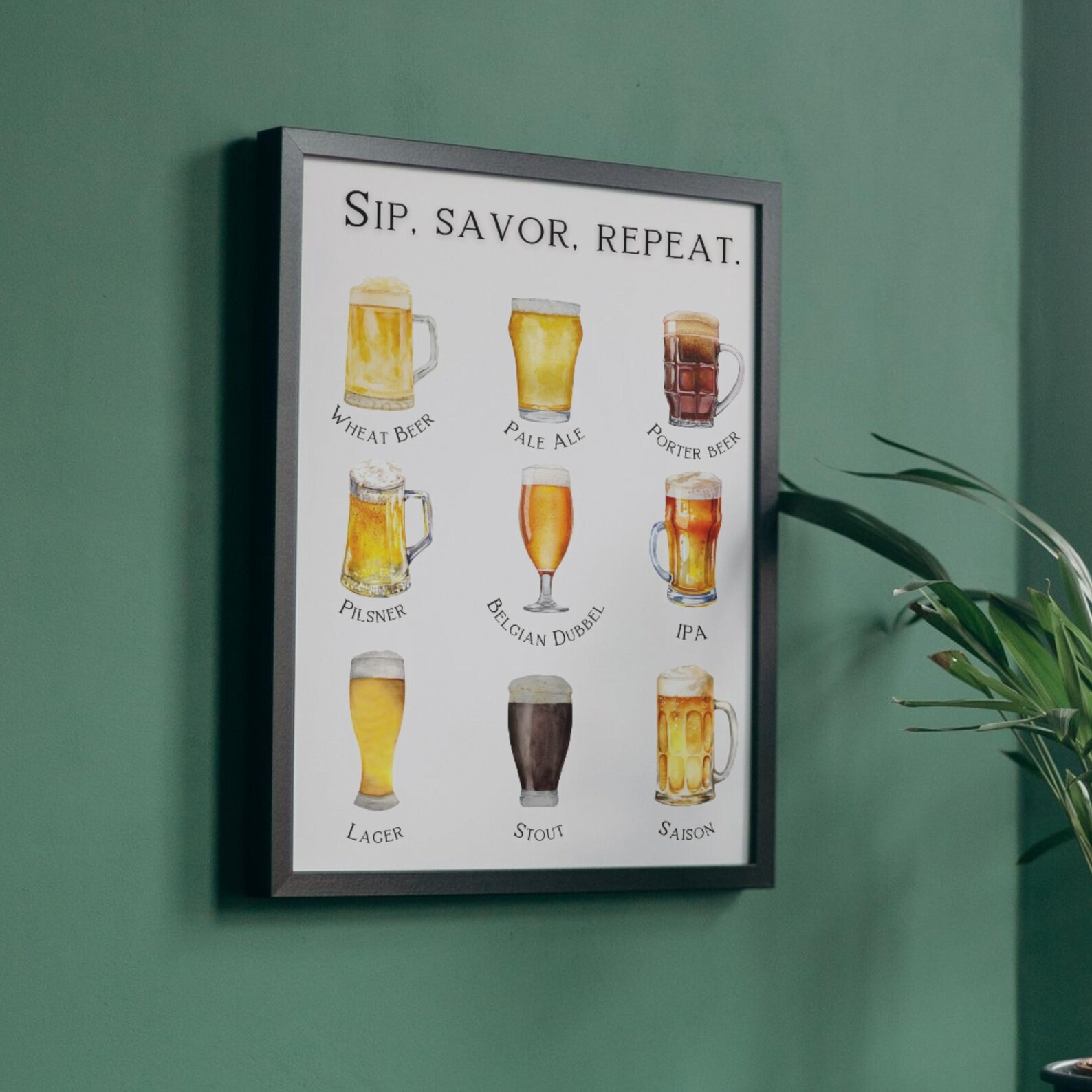 Types of Beer Printable Poster - Craft Beer Guide - Fun Home Bar Decor ...