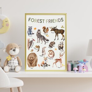 Forest Animals Printable Poster Kids Wall Art Digital Download Woodland ...