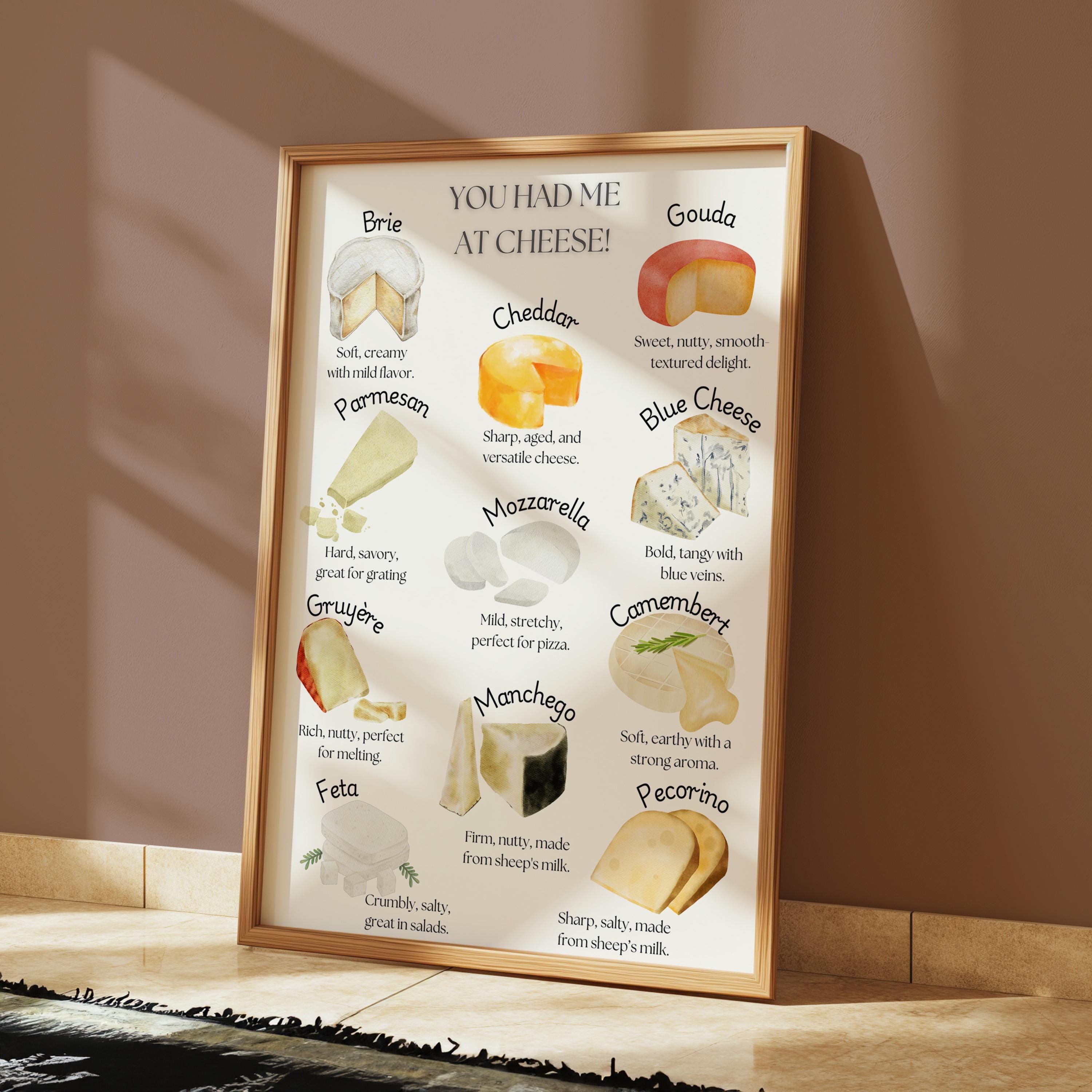 Delightful Cheeses Poster for Cheese Lovers | Fun Kitchen Decor, Unique ...