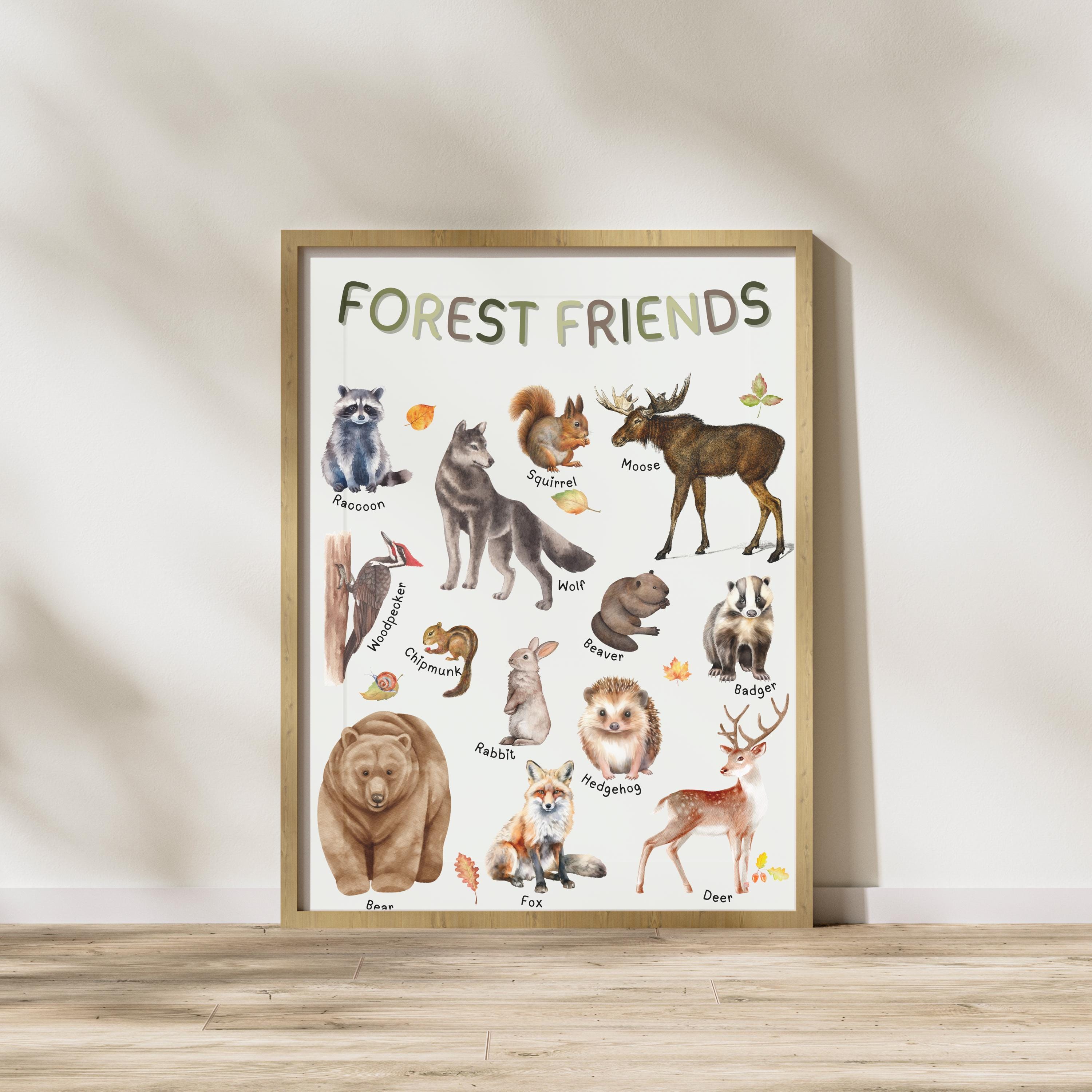 Forest Animals Printable Poster Kids Wall Art Digital Download Woodland ...