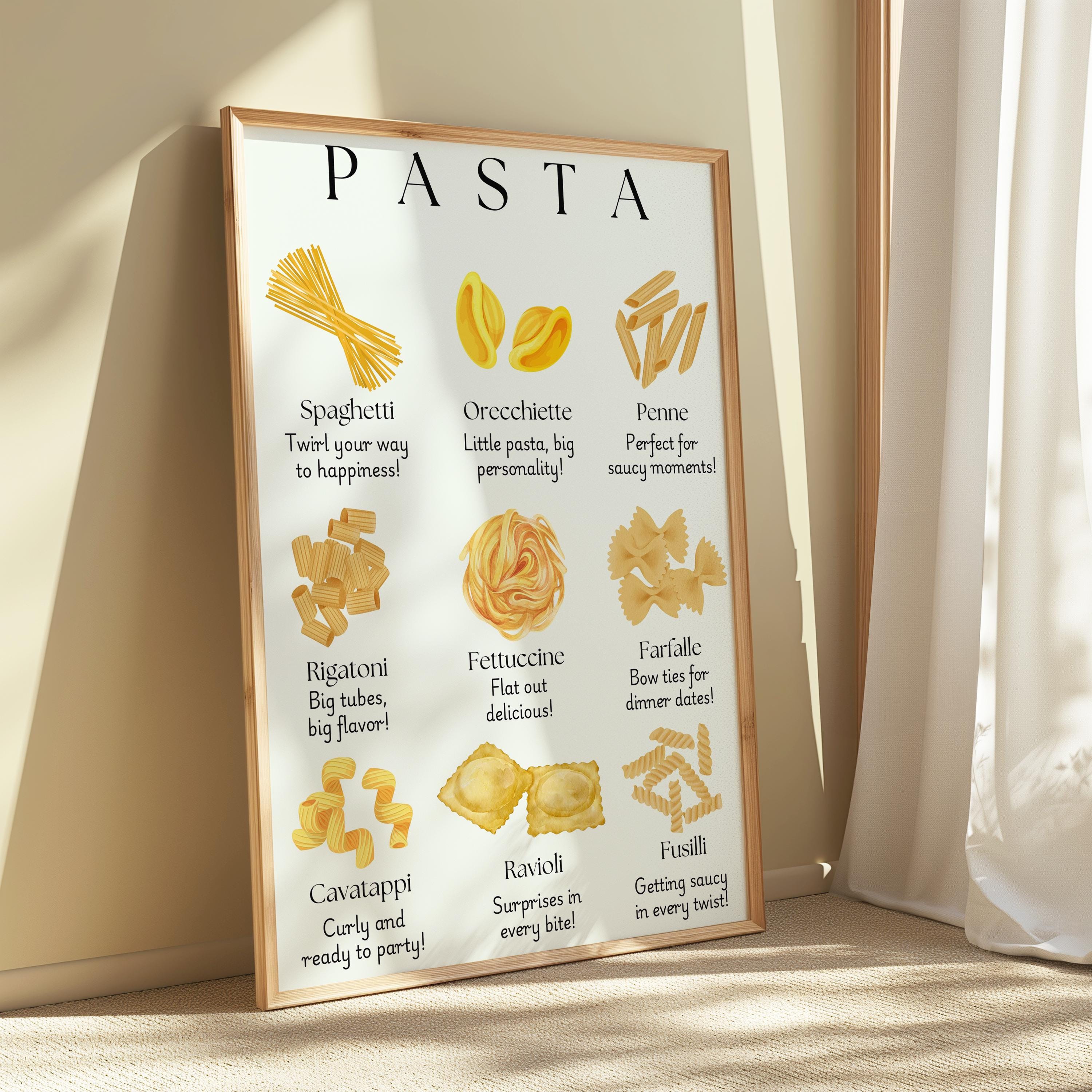 Printable Pasta Guide Wall Art: Kitchen Decor (digital Download) - Etsy