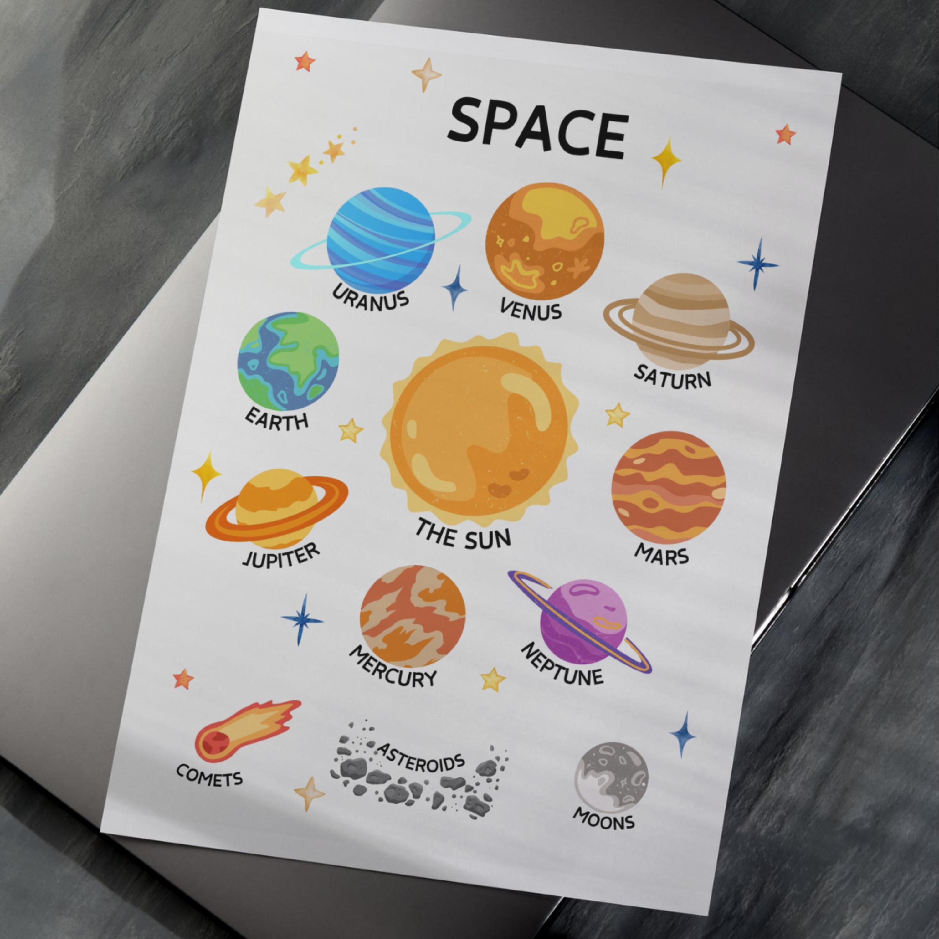 Printable Space Poster for Kids Explore Planets, Stars, and Rockets Fun ...