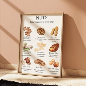 Printable Kitchen Decor, Types of Nuts Wall Print, Watercolor Nuts ...