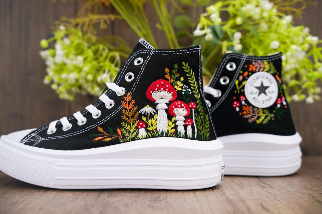 Custom Converse Chuck Taylor Mushrooms Embroidered Converse Shoes ...