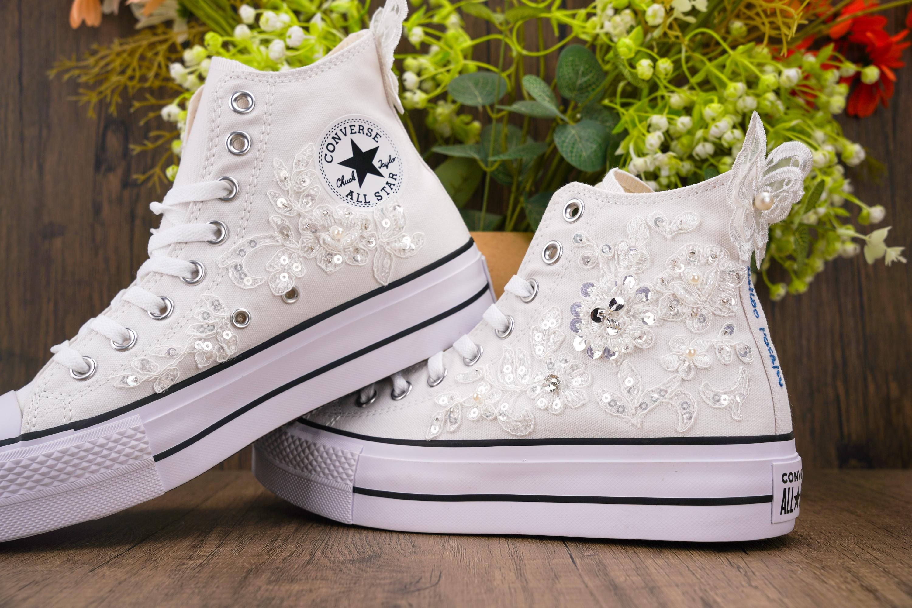 Wedding Converse High Top, Custom Converse Shoes, Lace High Top ...