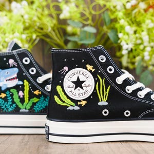 Whale Shark Embroidered Converse Custom, Whale Shark Embroidered ...