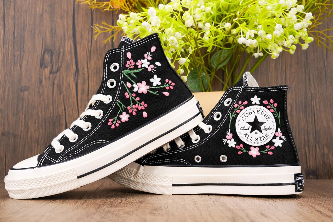Custom Converse Embroidery Chuck Taylor,peach Blossom Handmade ...